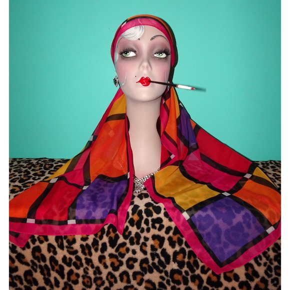 Vintage | Accessories | Vintage Colorful Checker Scarf Pinup Retro ...